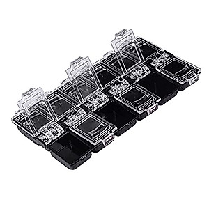1 Piece Plastic Jewelry Box Organizer Nail Art Storage Box 12 Grid Plastic Storage Box Jewelry Storage Box Rhinestone Organizer Container Case Plastic Bead Case Storage, Black