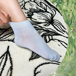 SERISIMPLE Women Viscose Bamboo Ankle Socks Low Cut Thin Sock Lightweight Pastal Color Soft Sock 5 Pairs(Blue, Large)