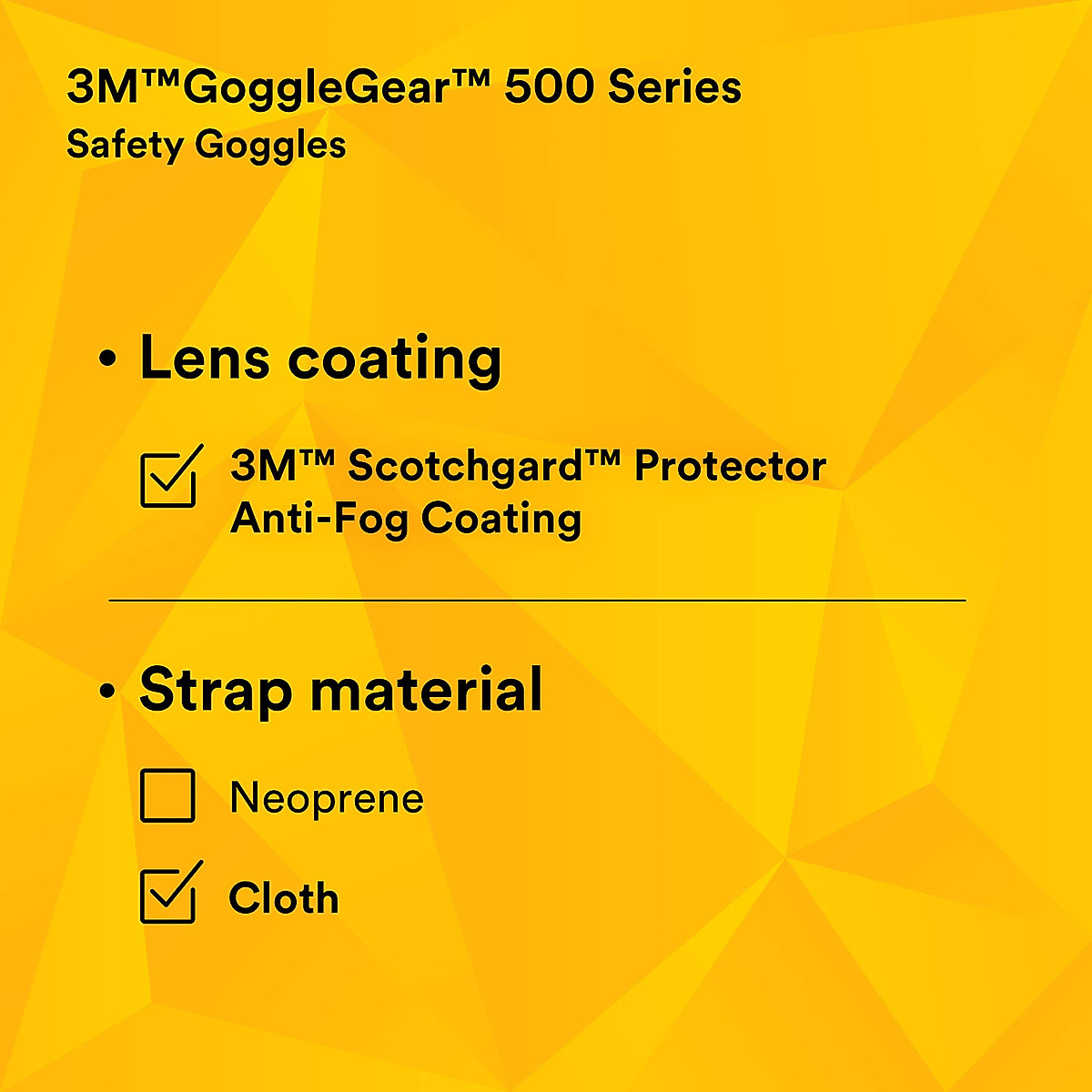 3M GoggleGear 500 Series GG501SGAF, Clear Scotchgard Anti-fog lens