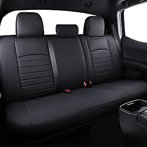 LUCKYMAN Club S08-QE Tacoma Seat Covers, Fit for 2005-2023 Tacoma Crew Cab SR SR5 TRD Sport TRD Off-Road PreRunner with Water Proof Faux Leather(Full Set, Black&Red)