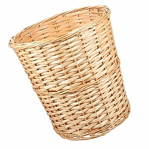 Levemolo 1pc Rattan Trash Can Multi-Purpose Wicker Basket Rattan Garbage Bin Wicker Storage Rustic Trash Can Kitchen Trash Bin Outside Trash Can with Lid Garbage Can with Lid Coffee