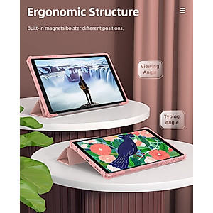 MoKo Case Fits Samsung Galaxy Tab A7 Lite 8.7" 2021 (SM-T225/T220/T227), Slim Lightweight Smart Case Trifold Stand Case with Soft TPU Translucent Frosted Back Shell for Galaxy Tab A7 Lite, Rose Gold