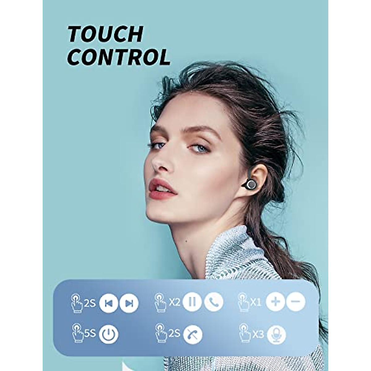 FAMOO Wireless Earbuds, Bluetooth 5.1 Headphones with Microphone, IPX7 Waterproof, 48H Playtime, High-Fidelity Stereo Earphones with Charging Case for Sports and Work