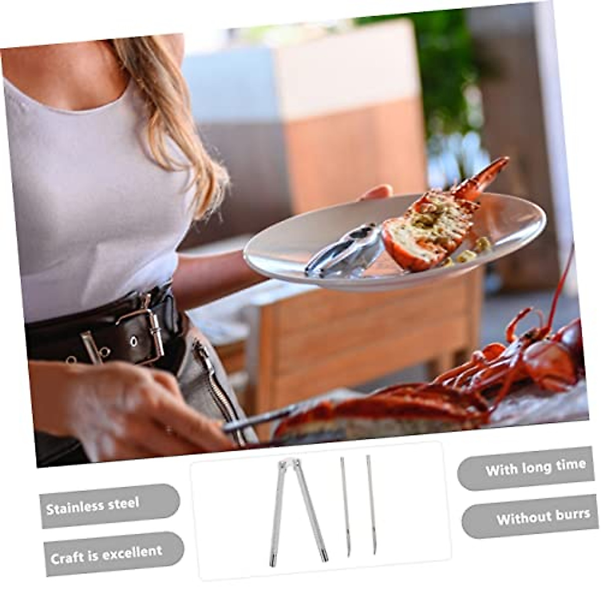 DOITOOL 1 Set Crab Claw Metal Forks Pliers Set Pliers Tool Crab Crackers Seafood Forks Picks Walnut Pecan Tool Seafood Accessory Compact Lobster Crackers Portable Crab Crackers Silver Crab