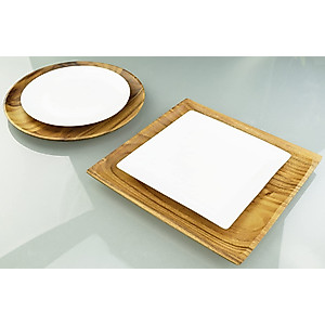 Pacific Merchants Acaciaware Acacia Wood Square Plate, Set of 4, 12" by .75". Sustainable, Hand Made, Large Square Tray For Charcuterie, Appetizers, Cheese, Sushi.