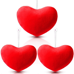 Jetec 3 Pcs Valentines Heart Pillows Red Heart Shaped Pillow Plush Mini Hanging Toys Cushion Stuffed Heart Pillow Plush Heart Decorative for Valentine's Day Bed Chair Sofa Cars Living Room Office