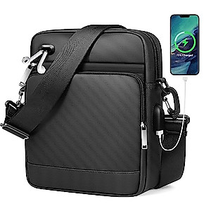 Messenger Bag for Men,Compact Small Shoulder Crossbody Bag with USB Charging Port,11.3 Inch Waterproof Lightweight Anti-theft Satchel Side Bags Crossbody Bag for Men Women College Work Travel Casual