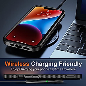 Justcool 5-in-1 iPhone 14 Plus Case: 10ft Military-Grade Drop Protection, 2 Tempered Glass & Camera Lens Protectors, Full-Body Shockproof (Black)