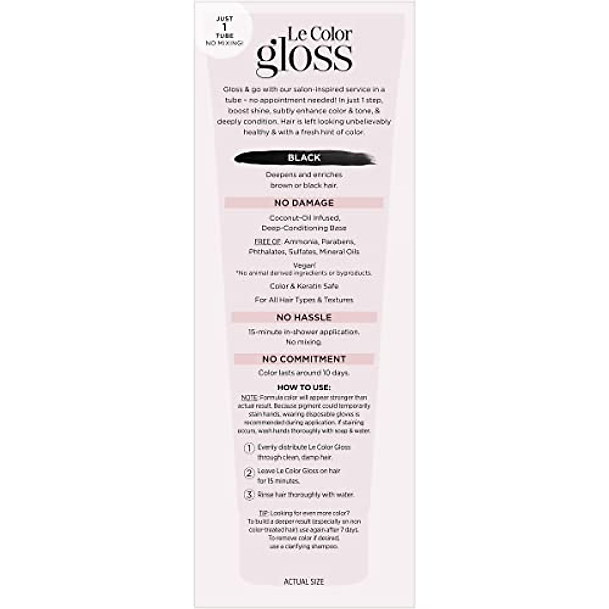L'Oreal Paris Le Color One Step Toning Hair Gloss, Black Noir, 4 Ounce