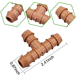 Jayee Drip Irrigation Barbed Fittings Set, Including 25 Tees,25 Elbows and 30 Couplings, Barbed Connectors for Universal 1/2 Inch Drip tubing or Sprinkler System