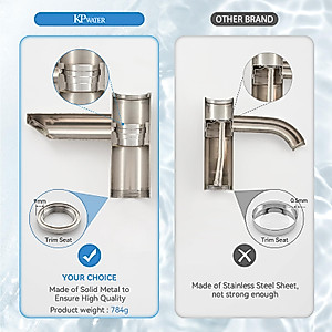 KPWATER Bathroom Faucets with Pop Up Drain, Stainless Steel Single Handle Bathroom Sink Faucets with Water Faucet Supply Lines for Bathroom Farmhouse RV Vanity(Brushed Nickel)