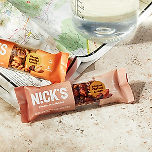 NICK'S Peanut Chocolate Snack Bar, Keto Nut Snack for Sports, Hiking & Outdoor Activities, 1G sugar, 3G net carbs, healthy snack, (pack of 12)