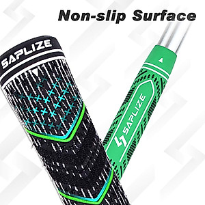 SAPLZIE Hybrid Rubber Golf Grips 13 Pack, All Weather Design, 13 Grips with All Kits, Multi-Compound Hybrid Golf Club Grips, CL04 Series, Standard Size, Green