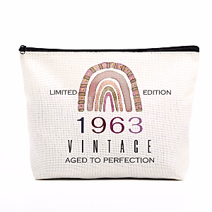 60th Birthday Gifts for Women Makeup Bag 60th Birthday Decorations Women Boho Rainbow 60 Year Old Birthday Gifts for Women Her Mom Grandma Aunt Sister Bestie Teacher Limited Edition 1963 Vintage
