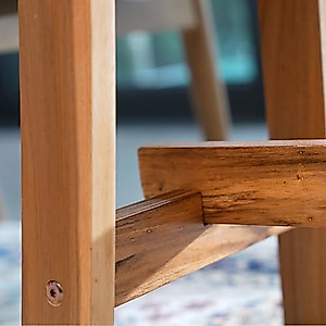 Acacia Wood Stool Rectangle Top Chairs Best Ideas End Tables for Sofas Sub-Stool for Living Room Bedside Strong Weight Capacity Upto 350 LBS, Natural Color