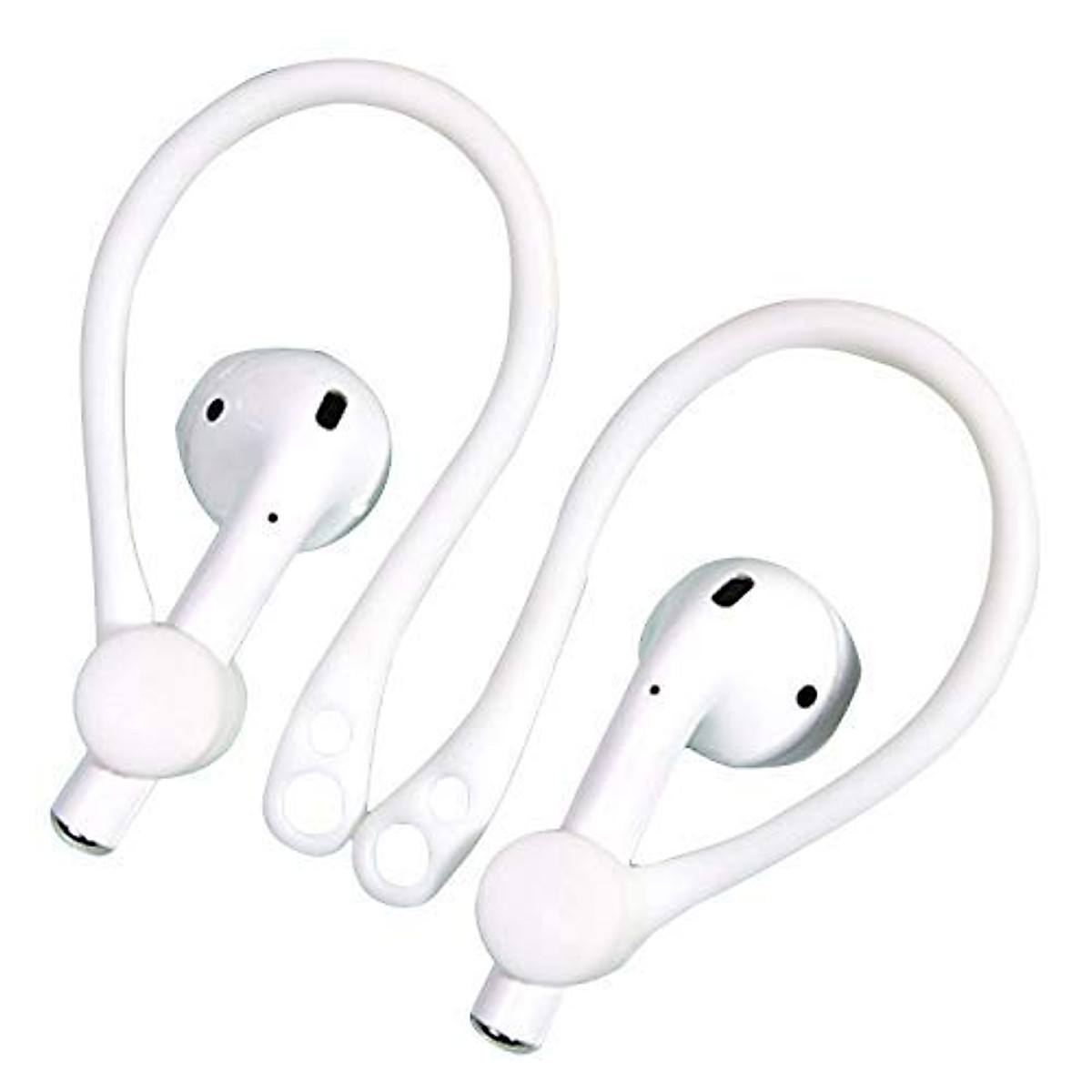 ALXCD Ear Hook Ear Tips Compatible with Airpod, 2 Pairs Over-Ear Soft TPU Ear Hook & 2 Pairs in-Ear Silicone Ear Tips in 1 Set [Anti Slip][Anti Lost], Fit for Airpod Headphone 1+1+2S, White