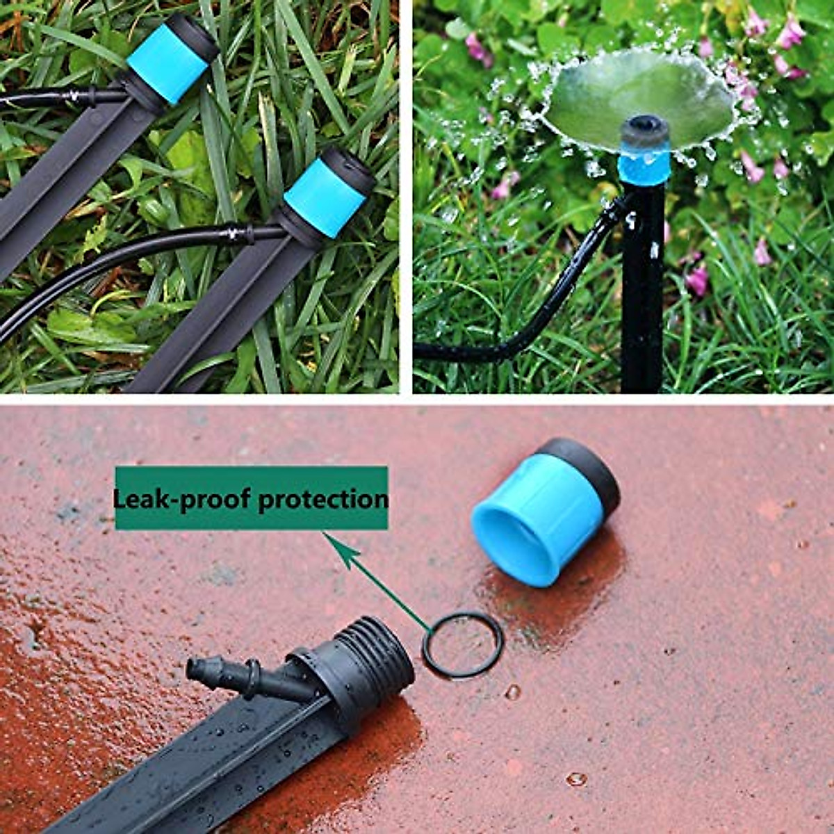 Lxcom Lighting 100 Pack Irrigation Drippers Micro Spray Adjustable Drip Emitters 360 Degree Full Circle Pattern Water Flow Irrigation Drippers System Parts Drip Irrigation for 4mm/7mm Tube