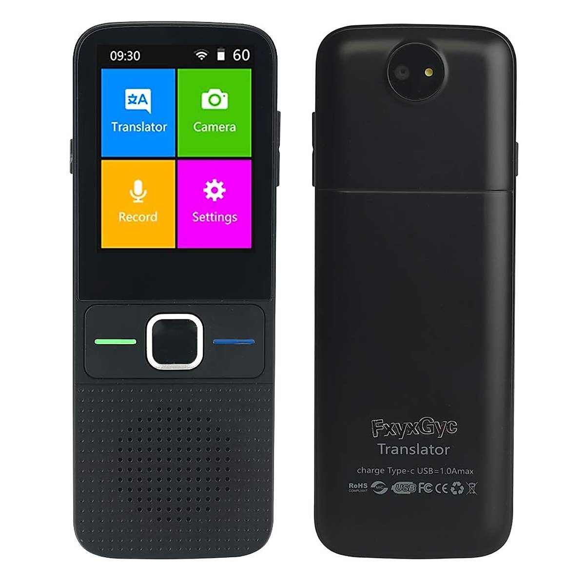 Language Translator Portable Instant Translator Device Support WiFi/Hotspot/Offline Two- Way Real Time Online 137 Languages with 2.4Inch Touch Screen Recording Smart Translator（Black）
