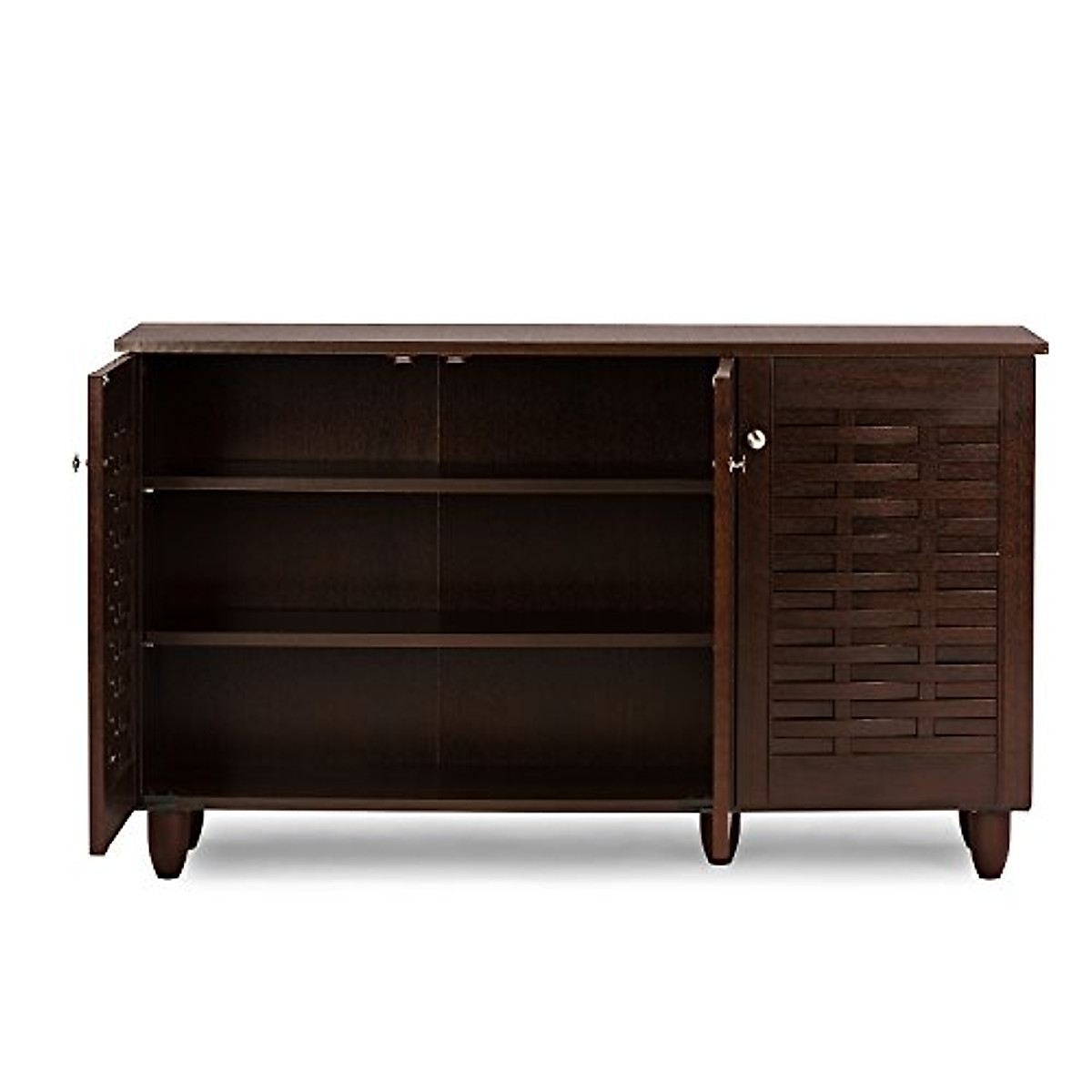 Baxton Studio Wholesale Interiors Winda Modern and Contemporary 3-Door Dark Brown Wooden Entryway Shoes Storage Cabinet