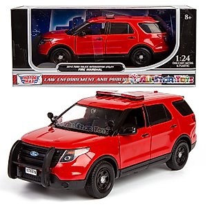 Motormax All Star Toys 1/24 Fire Department Diecast Model 2015 Ford Police Interceptor Utility Fire Marshal, Fire Chief Vehicle, Fire Truck Unmarked 76978 AST Exclusive