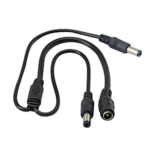 zdyCGTime 2Pack DC Power Female to Male Splitter Adapter Cable 1 Female to 2 Male 5.5mm x 2.1mm DC Power Supply Splitter Cord for Security CCTV Parking Security Cameras(1 to 2)