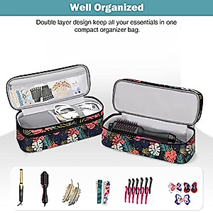SITHON Double-Layer Travel Carrying Case for Revlon One-Step Hair Dryer/Volumizer/Styler, Water Resistant Storage Organizer Bag Compatible with Shark FlexStyle Attachment (Bag Only) (Leaves)