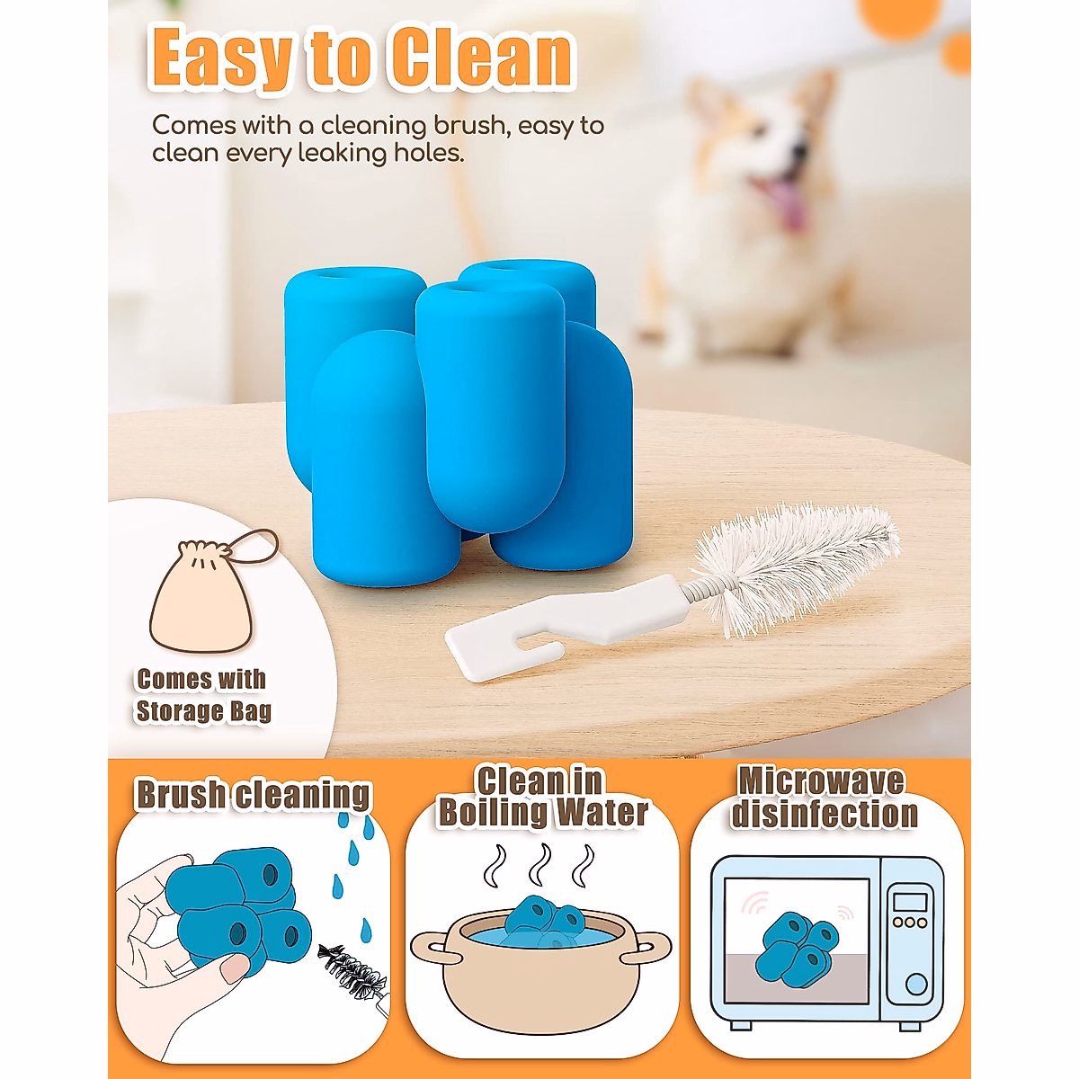 Moonorange Treat Dog Toy, Dog Chew Toys for Aggressive Chewers, Interactive Slow Feeder Dog Toys, Durable Fillable Toy Collection, Frozen Feeding Dog Toy for All Breed Sizes (Blue)