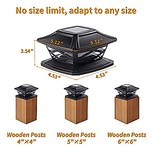 TWINSLUXES Solar Post Lights Outdoor 2 Modes Waterproof LED Solar Fence Cap Light for 3.5x3.5 4x4 5x5 and 6x6 Post in Patio,Deck Walkway and Garden Decoration.(6PACK)…