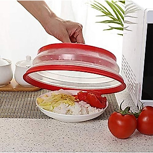 2Packs collapsiable Microwave cover (Red+Blue) BPA free Microwave Splatter Guard Colander Strainer for Fruit Vegetables