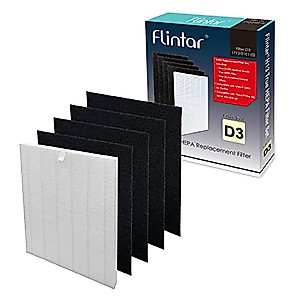 Flintar D360 H13 True HEPA Replacement Filter D3, Compatible with Winix D360 Air Purifier, H13 Grade True HEPA and 4 Activated Carbon Filters, Item Number 1712-0101-02, D3 Filter