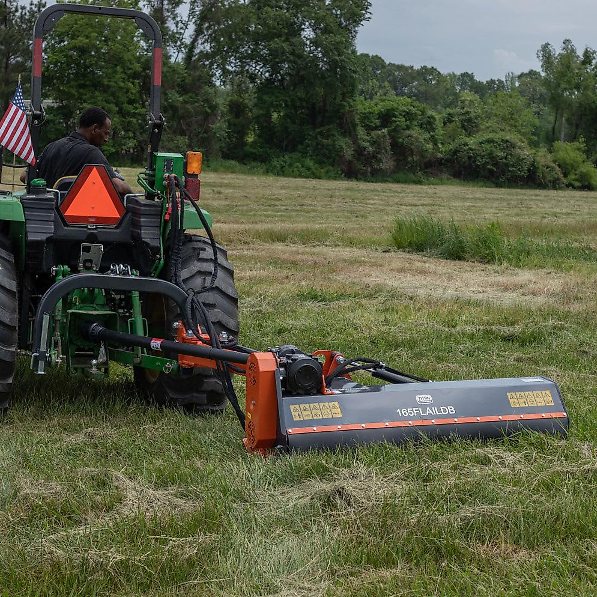 Titan Attachments 3 Point 65" Offset Flail Ditch Bank Mower for Cat 1 Tractors, 30-50HP, Hydraulic Offset and Tilt