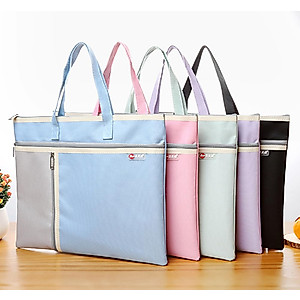 Shulaner Art Portfolio Bag with Zipper and Handle Large Capacity Oxford Bag Artwork Storage Container for Drawing Sketch Photography Poster Files Document A3 Size (Pink, A3)