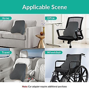 Snailax Heated Lumbar Support Pillow for Office Chair, Back Support Pillow for Car, Adjustable Heat and Vibration, Ergonomic Back Cushion, Improve Posture & Pain, Lower Back Massager,Gifts