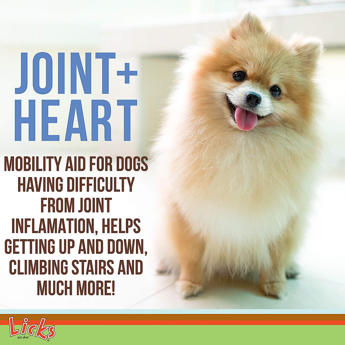 Licks Pill-Free Small Breed Dog Joint and Heart - Glucosamine & Omega 3 Fish Oil Supplement for Dogs - Inflammation Supplements for Joint Support - Gel Packets - 10 Use