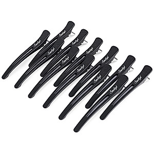 Sndyi Hair Sectioning Clips - Professional Non-Slip Duckbill and Roller Clips for Styling Sectioning, No Crease, 4.3", Black (12 Packs)