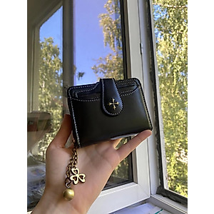 GGOOB Small Wallet for Women Zip Bifold Vintage Wallet Goth Purse Mini Leather Cash Wallets with Zipper Coin Pocket (Black,Small)