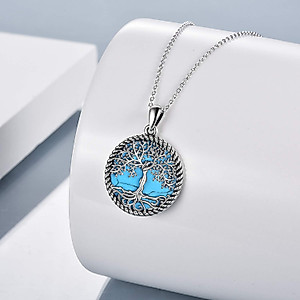 ONEFINITY Tree of Life Necklace Sterling Silver Turquoise Tree of Life Pendant Necklace Tree of Life Jewelry for Women Gifts