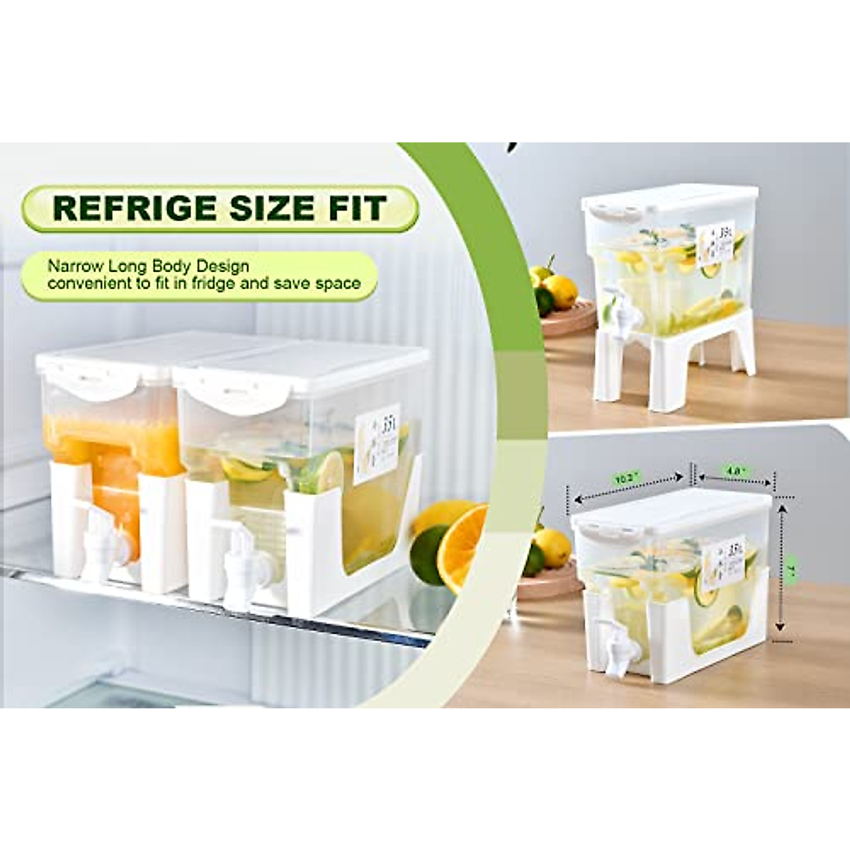 1PCS 0.9 Gallon Water Drink Dispenser For Fridge, Beverage Dispenser with Stand And Spigot, Plastic Pitcher with Lid, Water Storage Containers BPA Free, Lemonade Dispenser