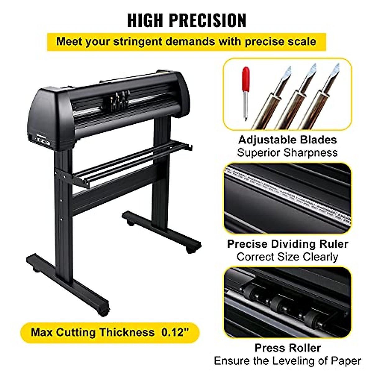 VEVOR Vinyl Cutter Machine, 28inch Vinyl Plotter, LCD Display Plotter Cutter, Adjustable Double-Spring Pinch Rollers Sign Cutting Plotter, Plotter with Signmaster Software for Design and Cut