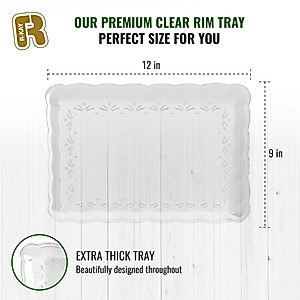 6 Pack Plastic Serving Trays for Party - Plastic Tray 9 by 13 Inch - Heavy Duty Plastic Trays for Food - Rectangular Party Serving Trays and Platters - Premium Party Trays - Clear Disposable Trays