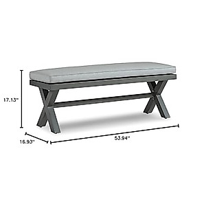 Signature Design by Ashley Elite Park Casual Outdoor Aluminum Bench with Cushion, Gray