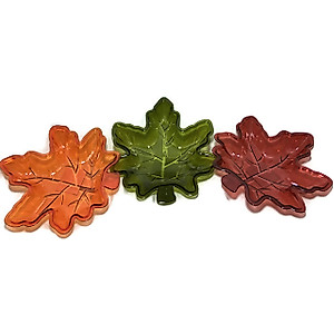 Fall Harvest Leaf Shaped Snack Trays (Set of 3)