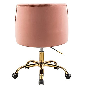 ANOUR Modern Home Office Chair, Velvet Swivel Armchair, Velvet Office Chair with Soft Seat, Adjustable Task Chair Computer Desk Chair for Living Room Bedroom Study Pink