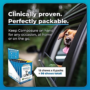 VETRISCIENCE Composure Clinically Proven Calming Chews, Chicken, Six 15-Chew Packs