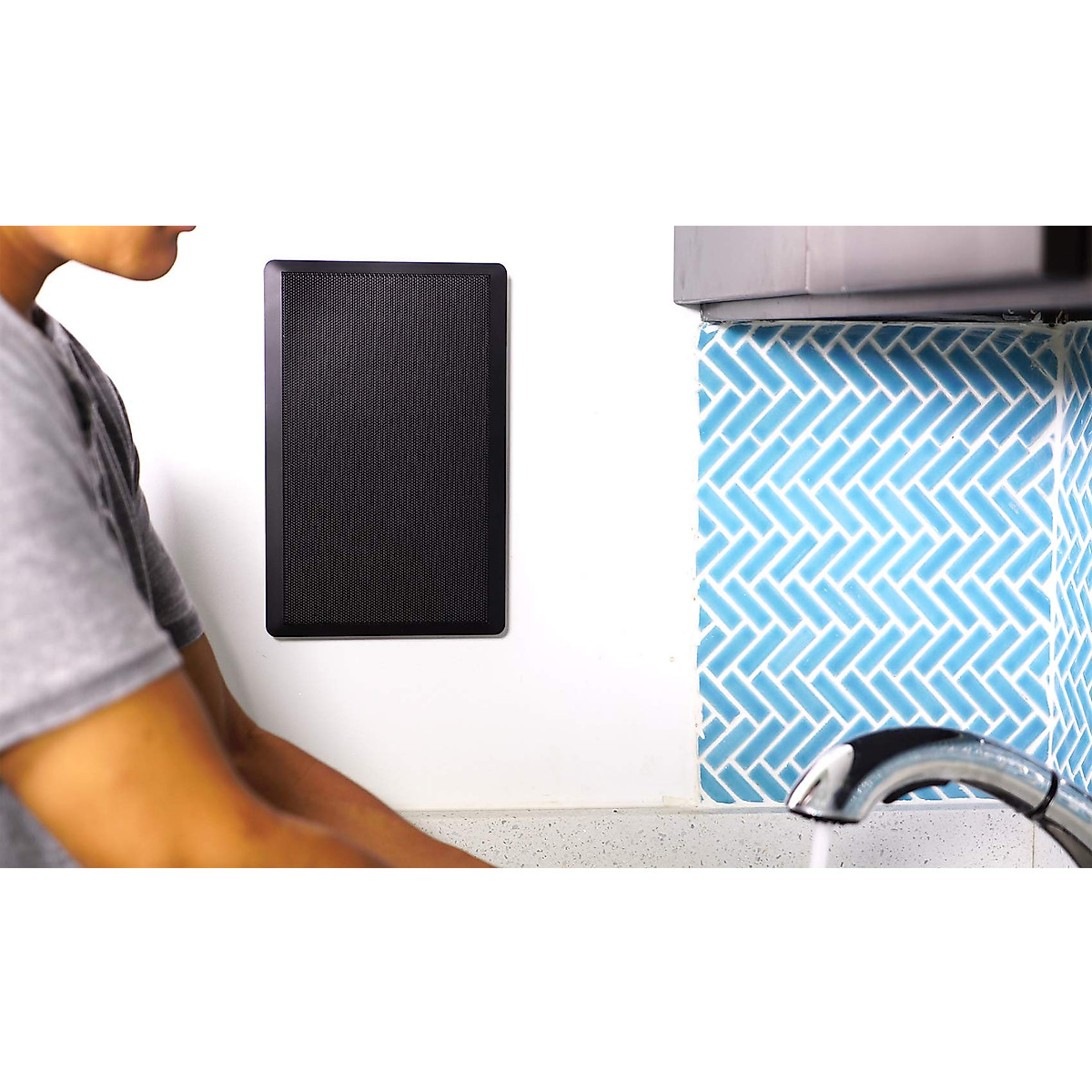 Rockville Pair Rock Slim 70B Black 5.25" 70V Commercial Restaurant Wall Speakers