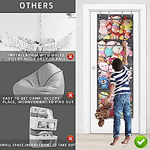 BUZOOLA Over Door Stuffed Animal Storage for Stuffies, Toys and Stuffed Animals and Other Soft Sundries,Door Organizer Storage