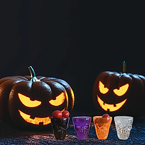X-SHIYUN Halloween Skull Party Favor Shot Glasses 1.86 oz/ 55 ml Unbreakable Skull Shot Cups Plastic Halloween Cups for Spirits Vodka Halloween Party Decoration Supplies（16PCS）