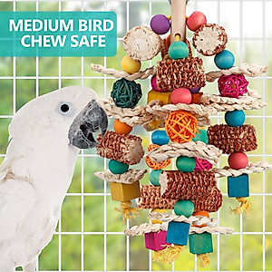 lovyoCoCo Parrot Toys Bird Toys Natural Corn Cob Bird chew Toys for Small and Medium-Sized Macaws,African Grey,Cockatoos,Amazon Parrots,Parakeet,Cockatiel,Sun Conure, Lovebird with Wooden Blocks