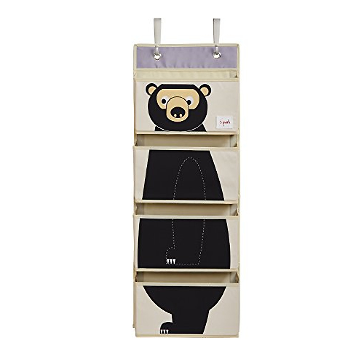 3 Sprouts Over The Door Baby Organizer - Essential Newborn Nursery Storage, Stuffed Animal Holder and Toy Organizer for Room and Closet - Bathroom and Bedroom Storage Solution - Hooks Included, Bear