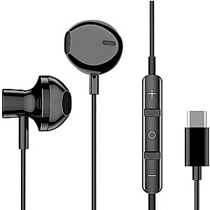 Urban Extreme USB Type C Earphones Stereo in Ear Earbuds Headphones with Microphone Bass Earbud with Mic and Volume Control Compatible with Samsung Galaxy S20 5G UW - Black (US Version with Warranty)